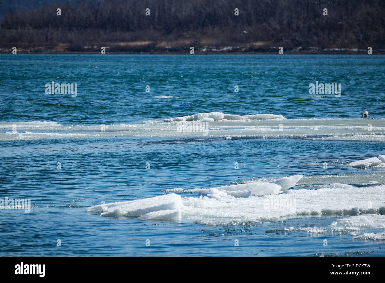 Landscape of the sea with ice. Spring landscape on the sea in the north ...