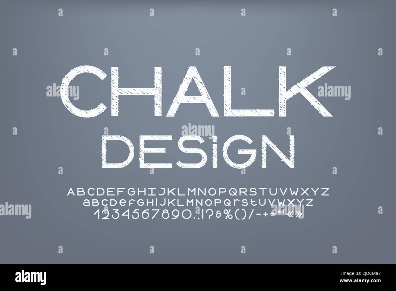 Geometric font Chalk Design white color on gray chalkboard. Vector set ...