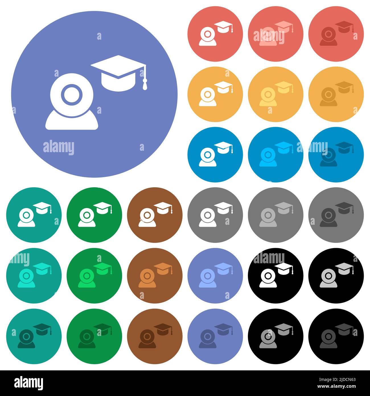 Distance learning multi colored flat icons on round backgrounds ...