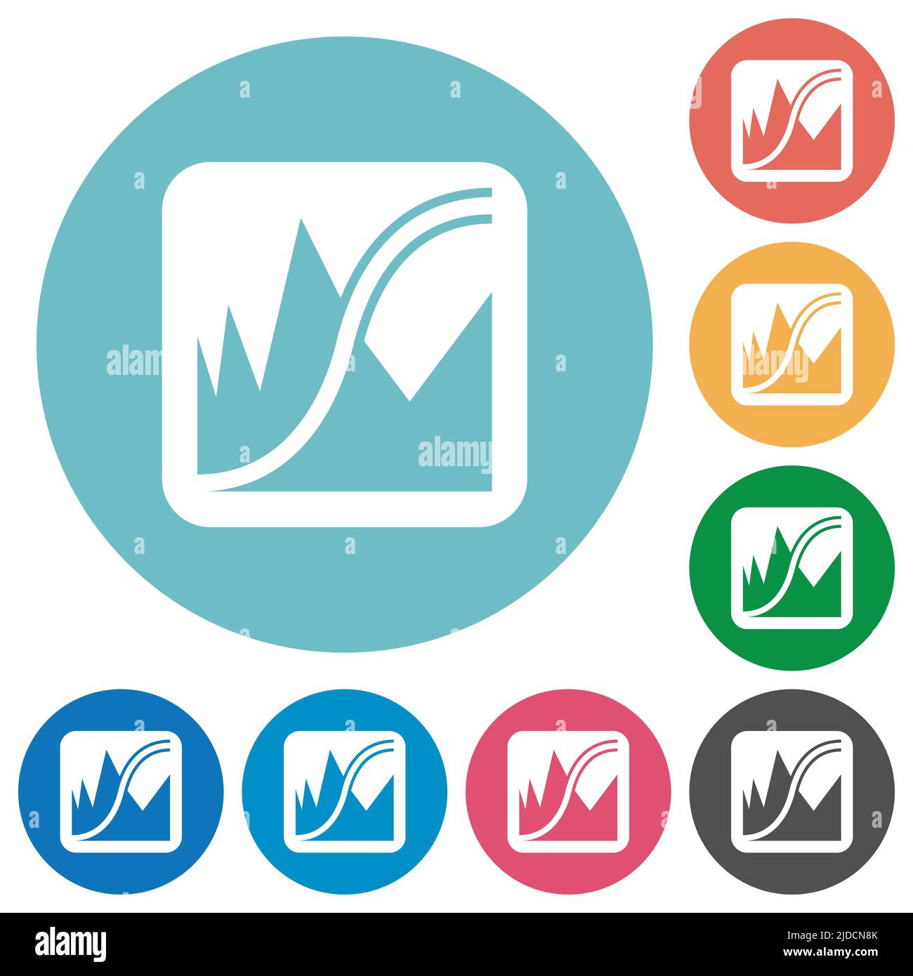 Adjust image curves flat white icons on round color backgrounds Stock ...