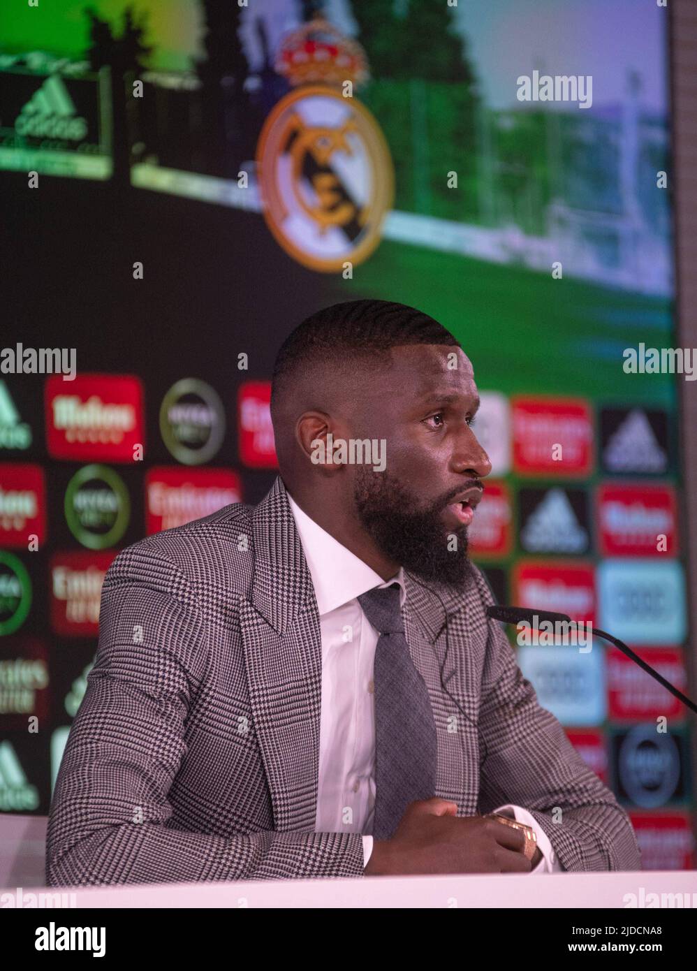 Madrid, Spain. 20th June, 2022. Presentation of Antonio Rudiger as a ...