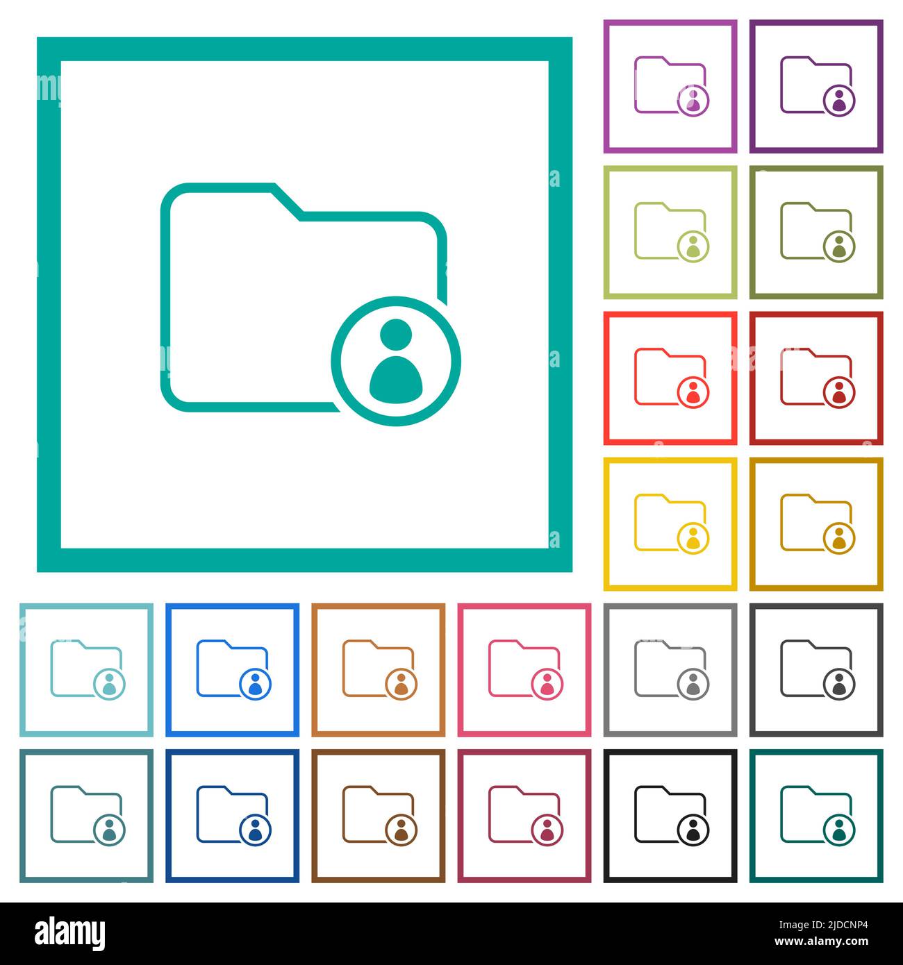 Directory owner outline flat color icons with quadrant frames on white ...