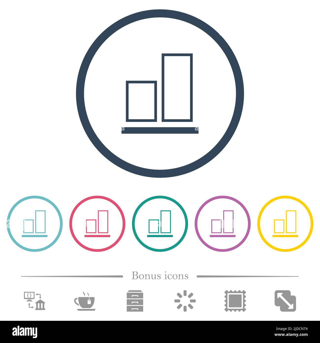 Align To Bottom Outline Flat Color Icons In Round Outlines 6 Bonus Icons Included Stock Vector