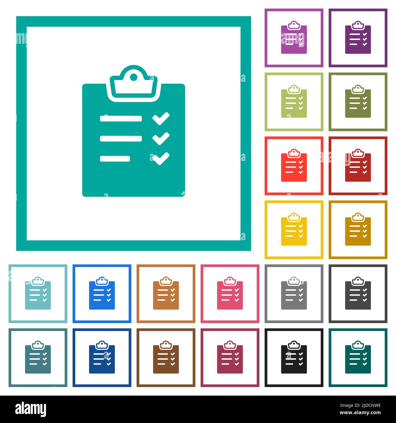 Task list alternate flat color icons with quadrant frames on white ...