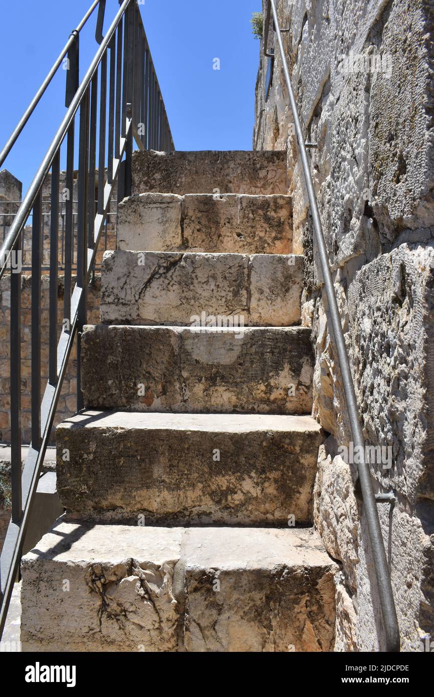 Steep stairs on Ramparts of Old City of Jerusalem Stock Photo - Alamy