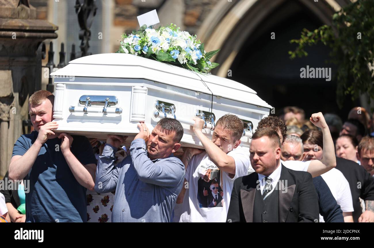 The coffin of Charlie Joyce, nine, is carried out of All Saints Church ...