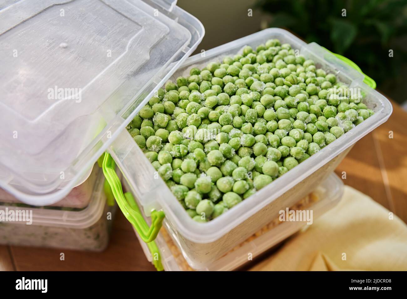 Frozen vegetables and fruits, close-up frozen green peas Stock Photo ...