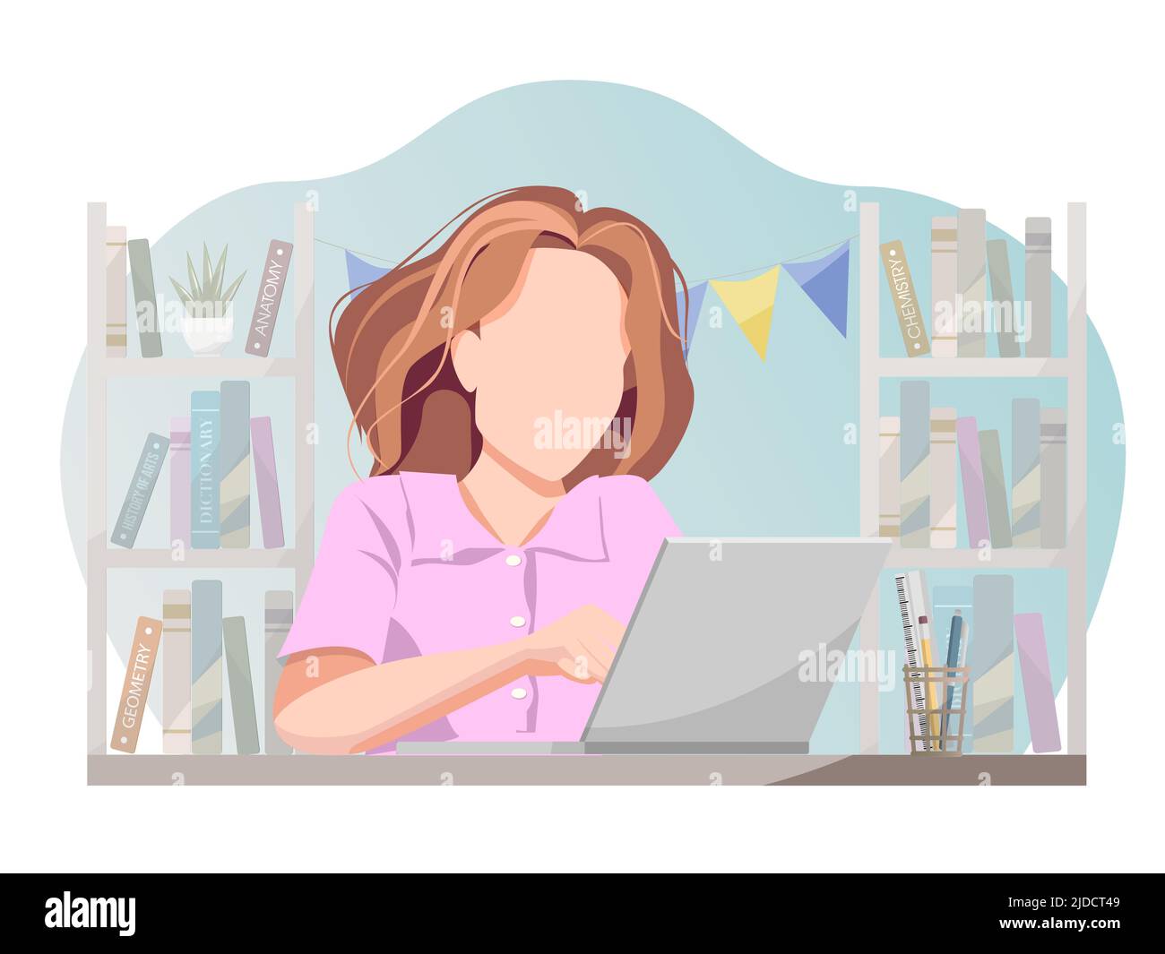 Woman university student writing Cut Out Stock Images & Pictures - Alamy