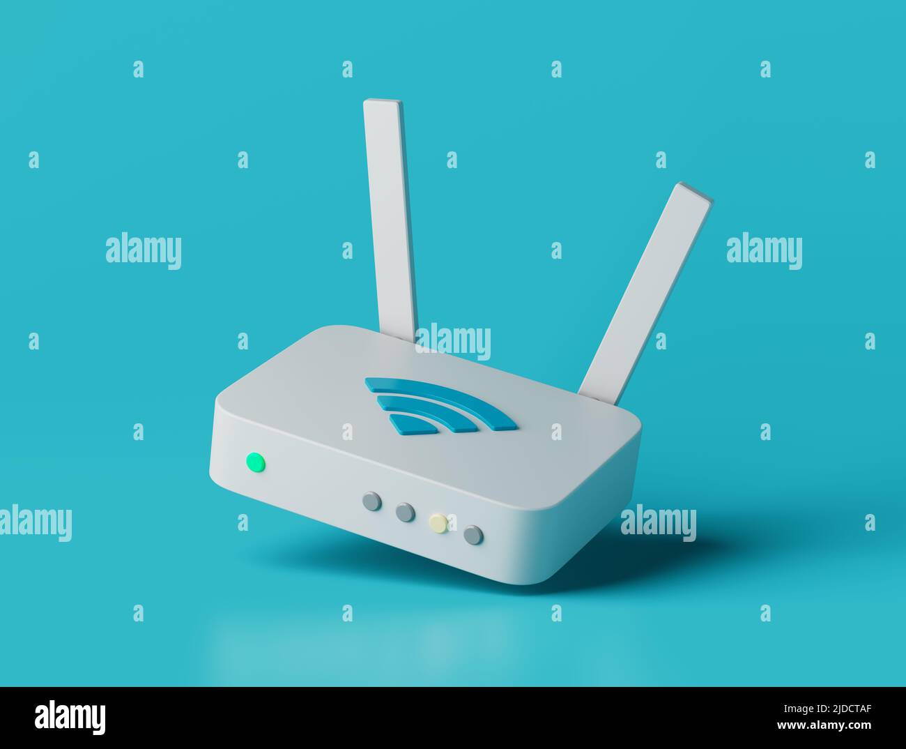 Simple internet wifi router with antennas 3d render illustration ...