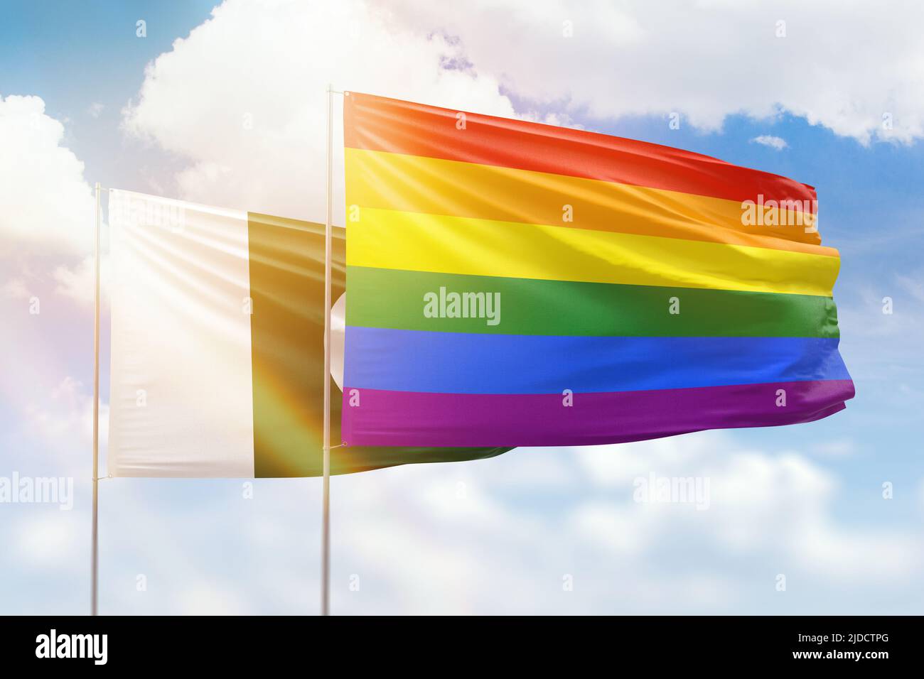 Sunny blue sky and flags of lgbt and pakistan Stock Photo - Alamy