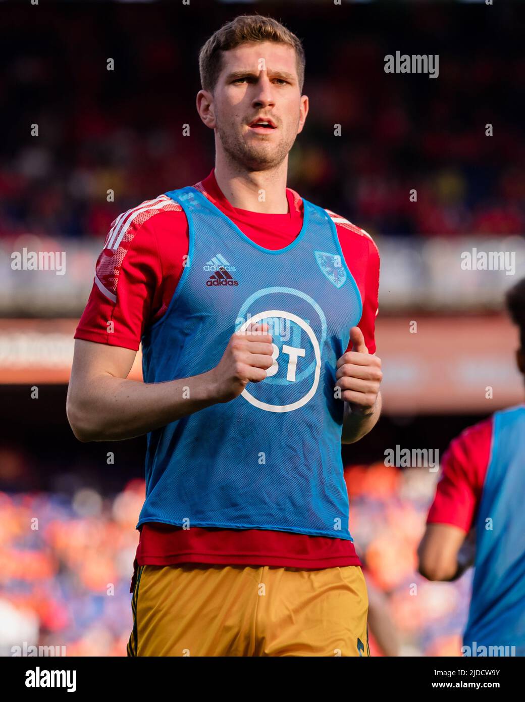 ROTTERDAM, NETHERLANDS - 14 JUNE 2022: Wales' Chris Mepham prior to the ...