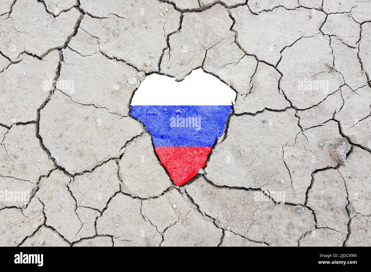 Russian flag pattern on crack earth texture Stock Photo - Alamy