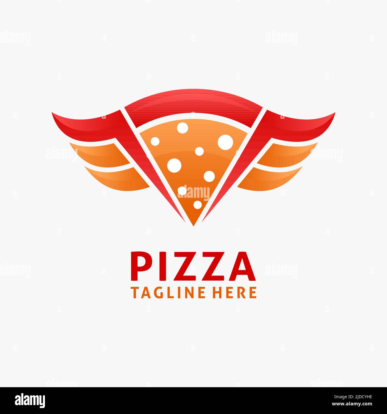 Triangle pizza slices logo design with wing beside Stock Vector Image ...