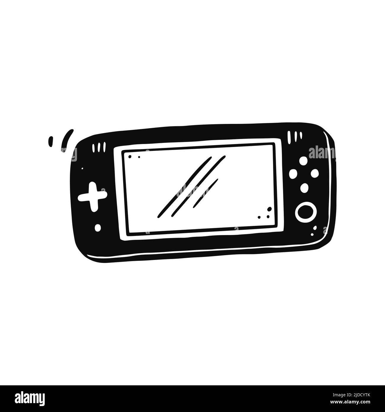 Retro video game console hand drawn doodle. Kid boy gamer portable ...