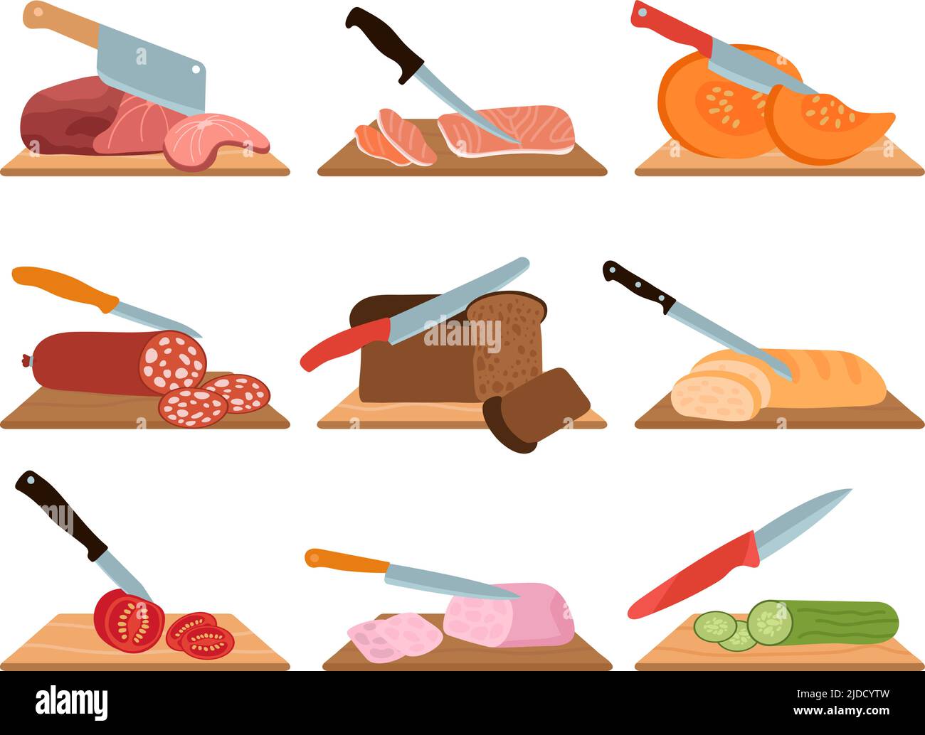 Chopped ingredients on chopping board Stock Vector Images - Alamy