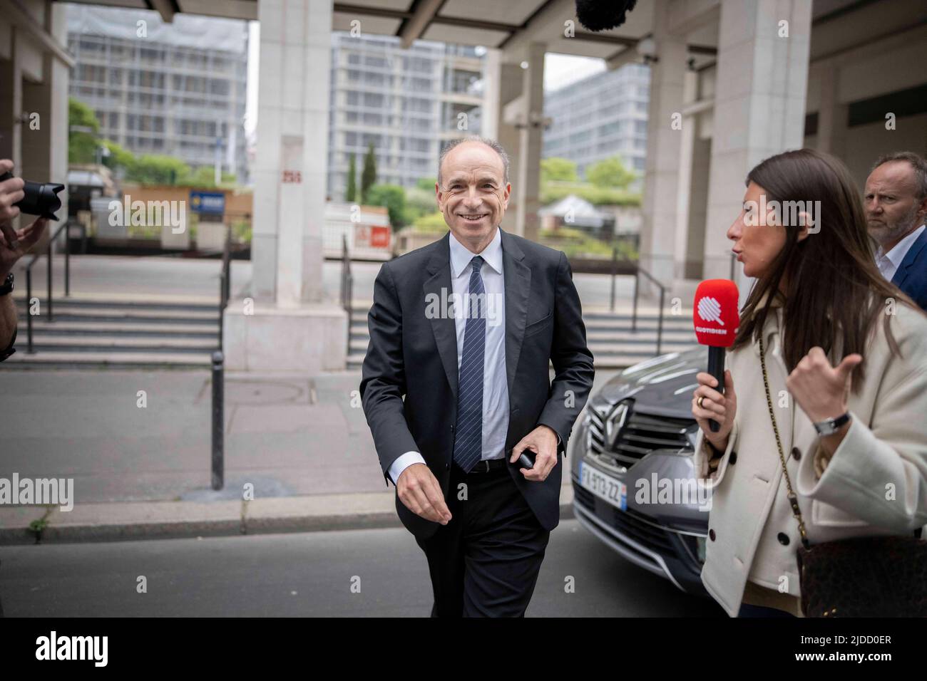 Jean-Francois Cope arriving at the Les Republicans (LR) party ...