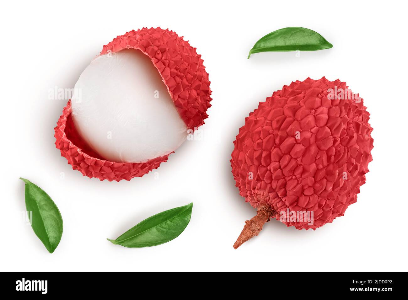 lychee fruit isolated on white background with full depth of field. Top ...