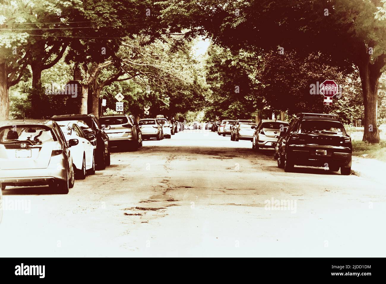 Street view - old faded look Stock Photo - Alamy