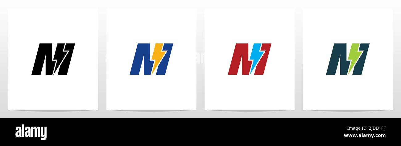 Lightning Thunder Letter Logo Design M Stock Vector Image & Art - Alamy