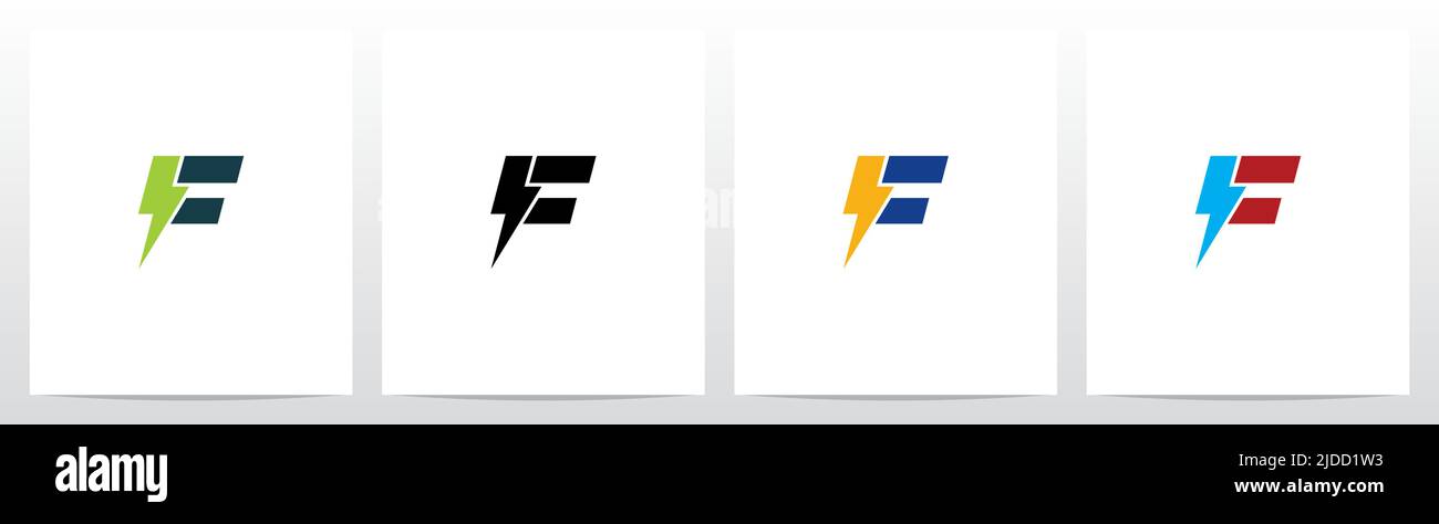 Lightning Thunder Letter Logo Design F Stock Vector Image & Art - Alamy