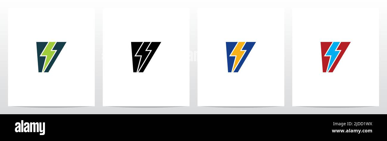 Lightning Thunder Letter Logo Design V Stock Vector Image & Art - Alamy