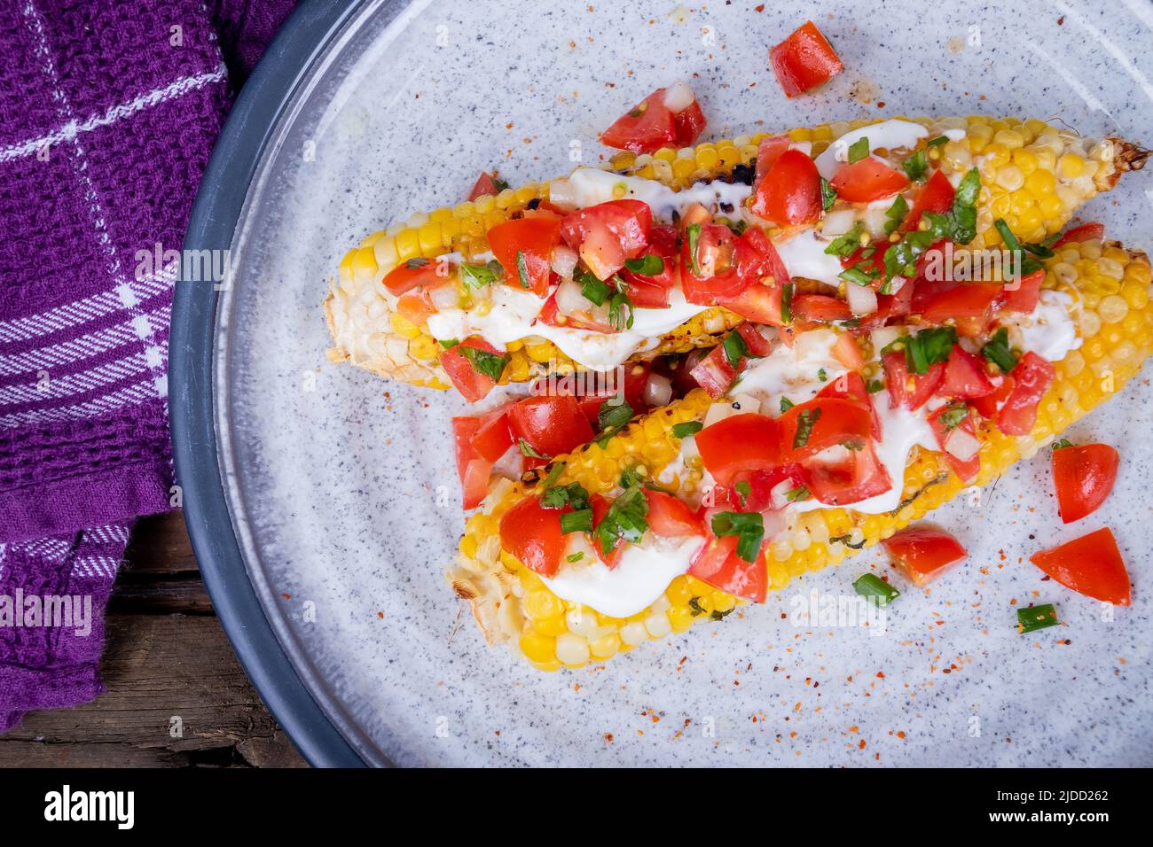 Elote delicious grilled mexican corn with cream cheese and pico de ...