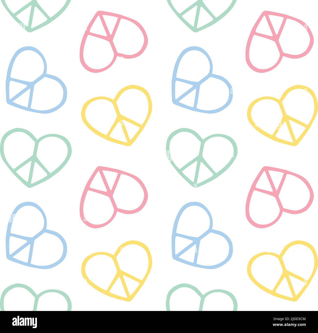 Vector seamless pattern of hand drawn sketch doodle colorful heart ...