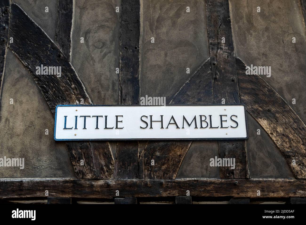 Street sign for the Little Shambles, a short lane in York city centre ...