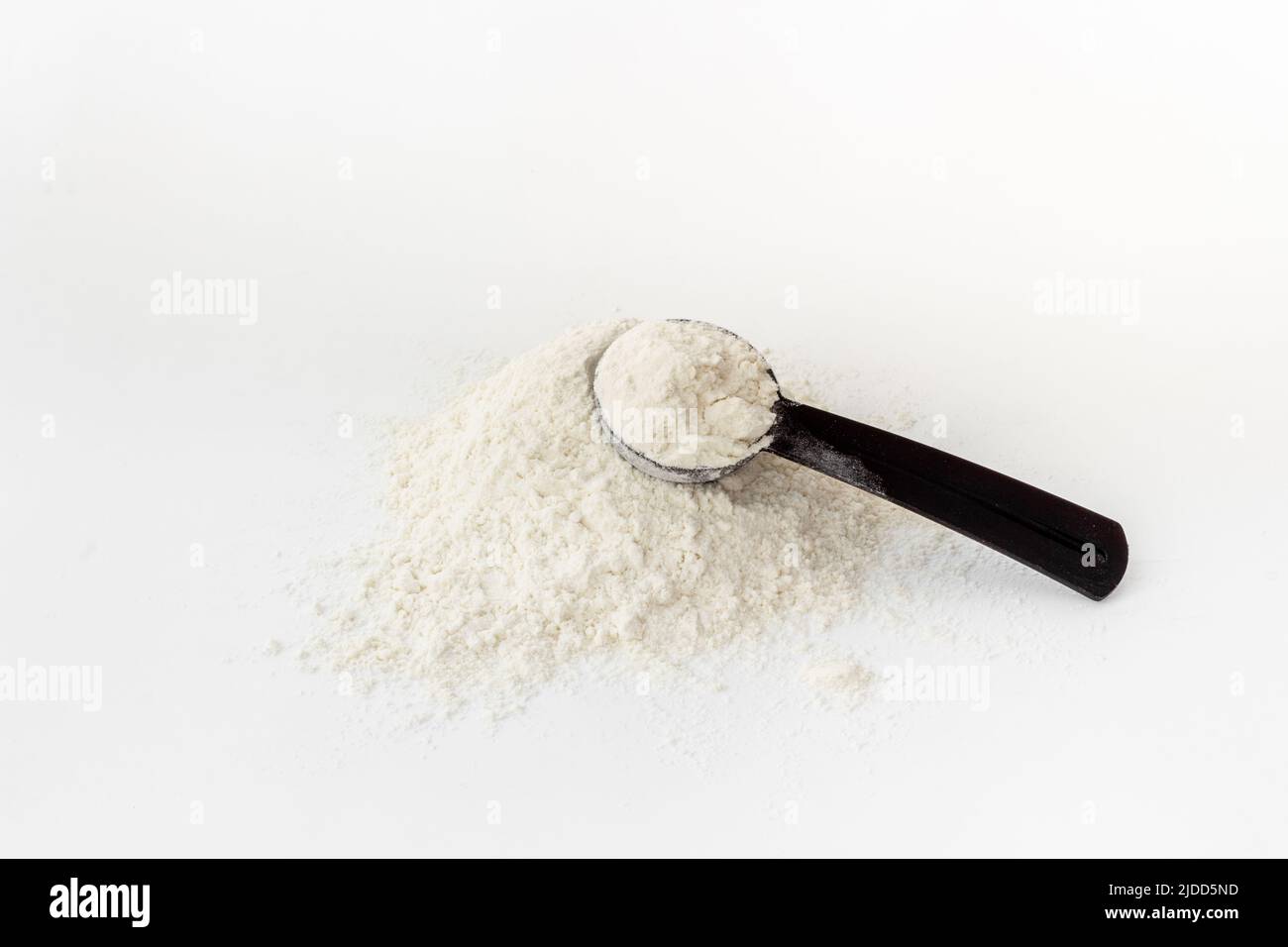 Scoop with whey protein powder. Sport food supplement and gym diet ...