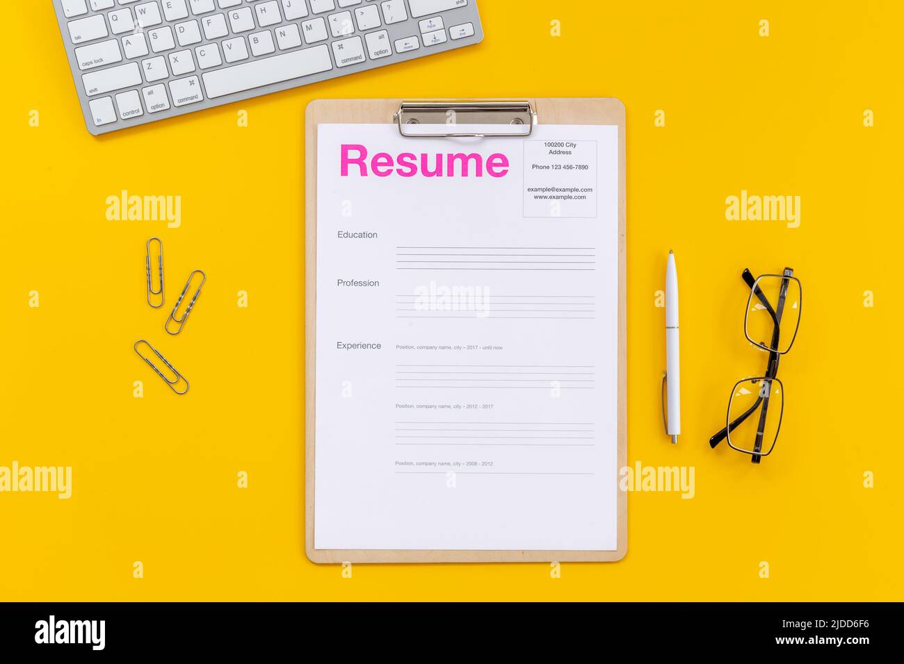 We are hiring. Resume application on HR manager office desk Stock Photo ...