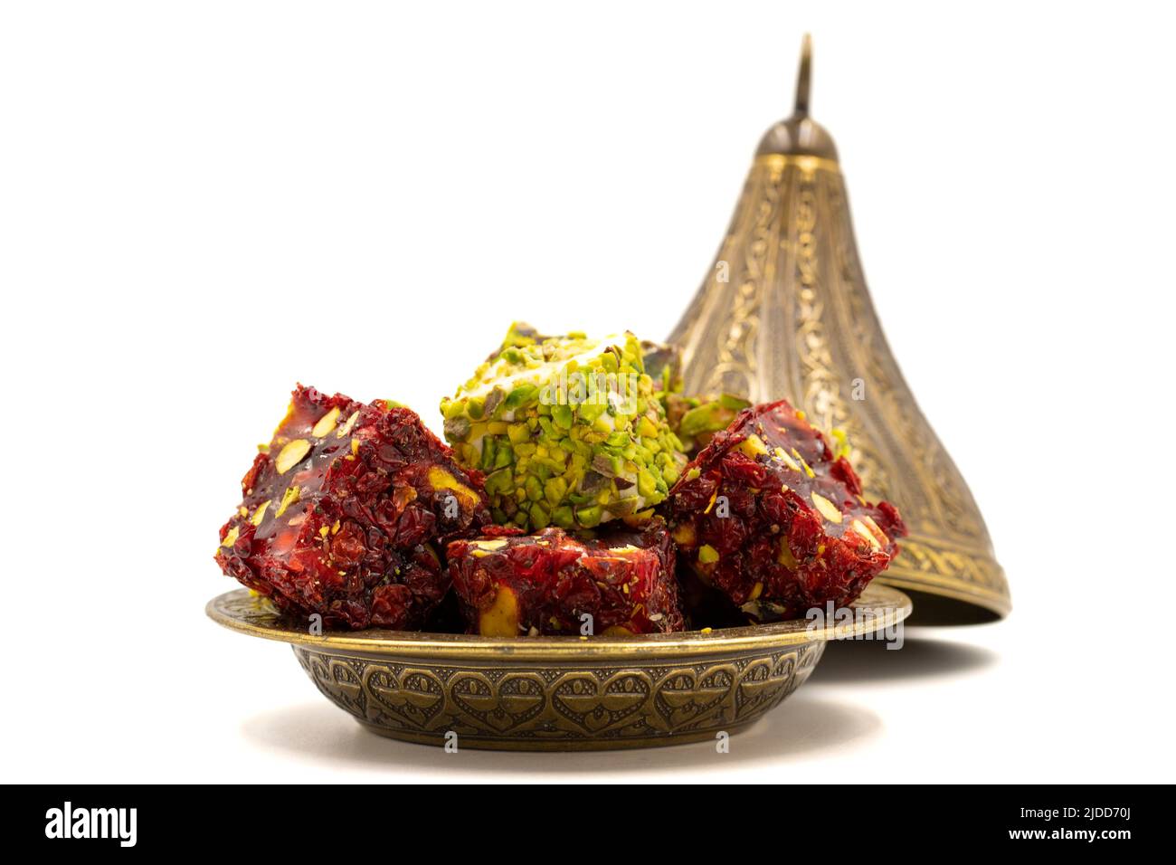Turkish delight isolated on a white background. Traditional Turkish ...