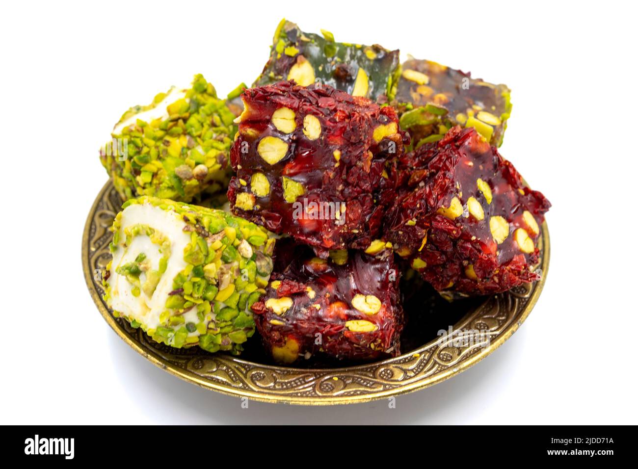 Turkish delight isolated on a white background. Traditional Turkish ...