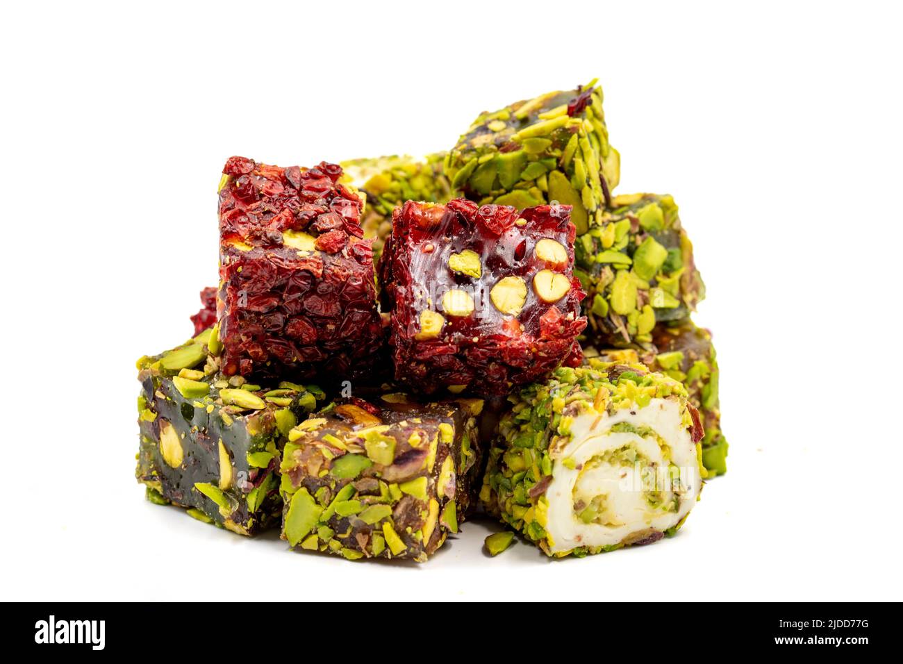 Turkish delight isolated on a white background. Traditional Turkish ...