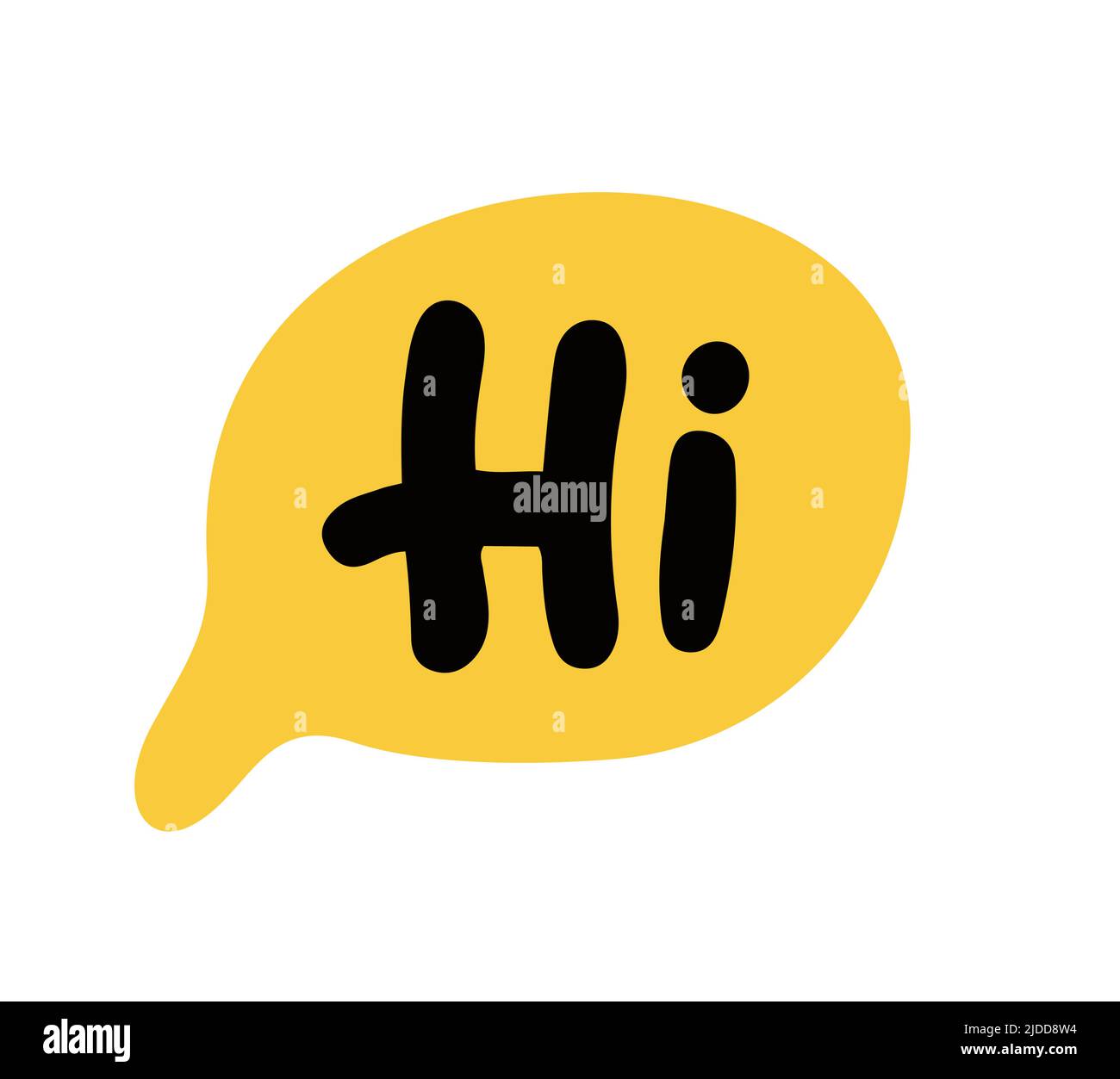 Hi speech bubble. Hello text. Hand drawn quote. Hi icon lettering ...