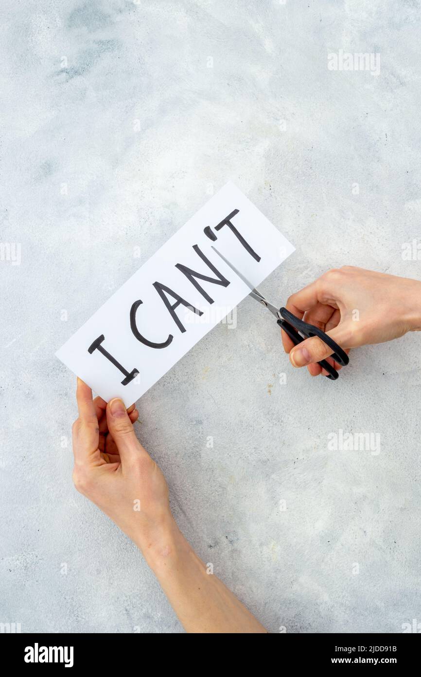 Words I cannot become I can. Motivation concept Stock Photo - Alamy