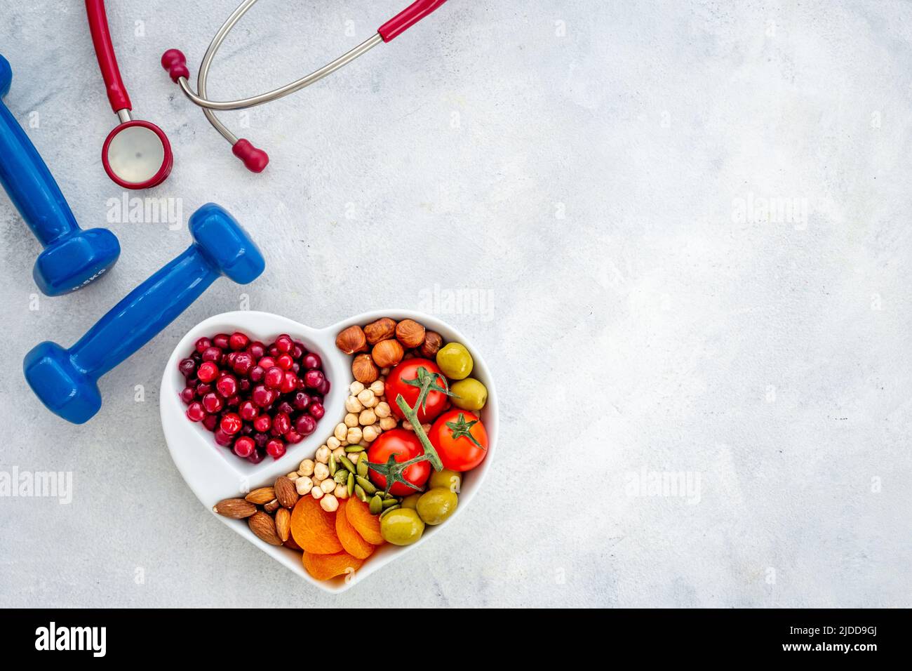 Healthy lifestyle and nutrition eating concept. Food with sports ...