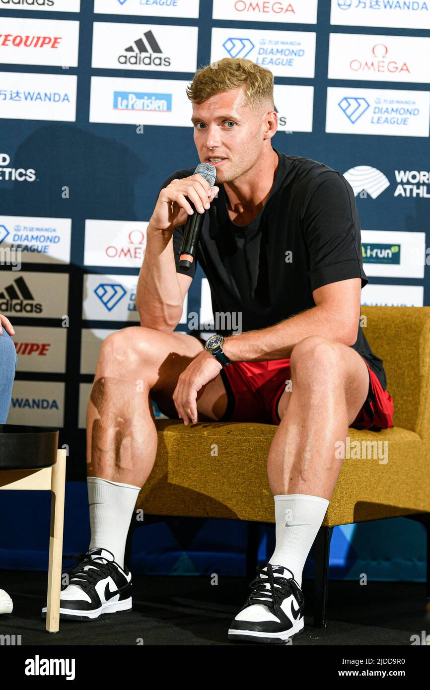 Kevin Mayer of France attends the press conference during the Wanda ...