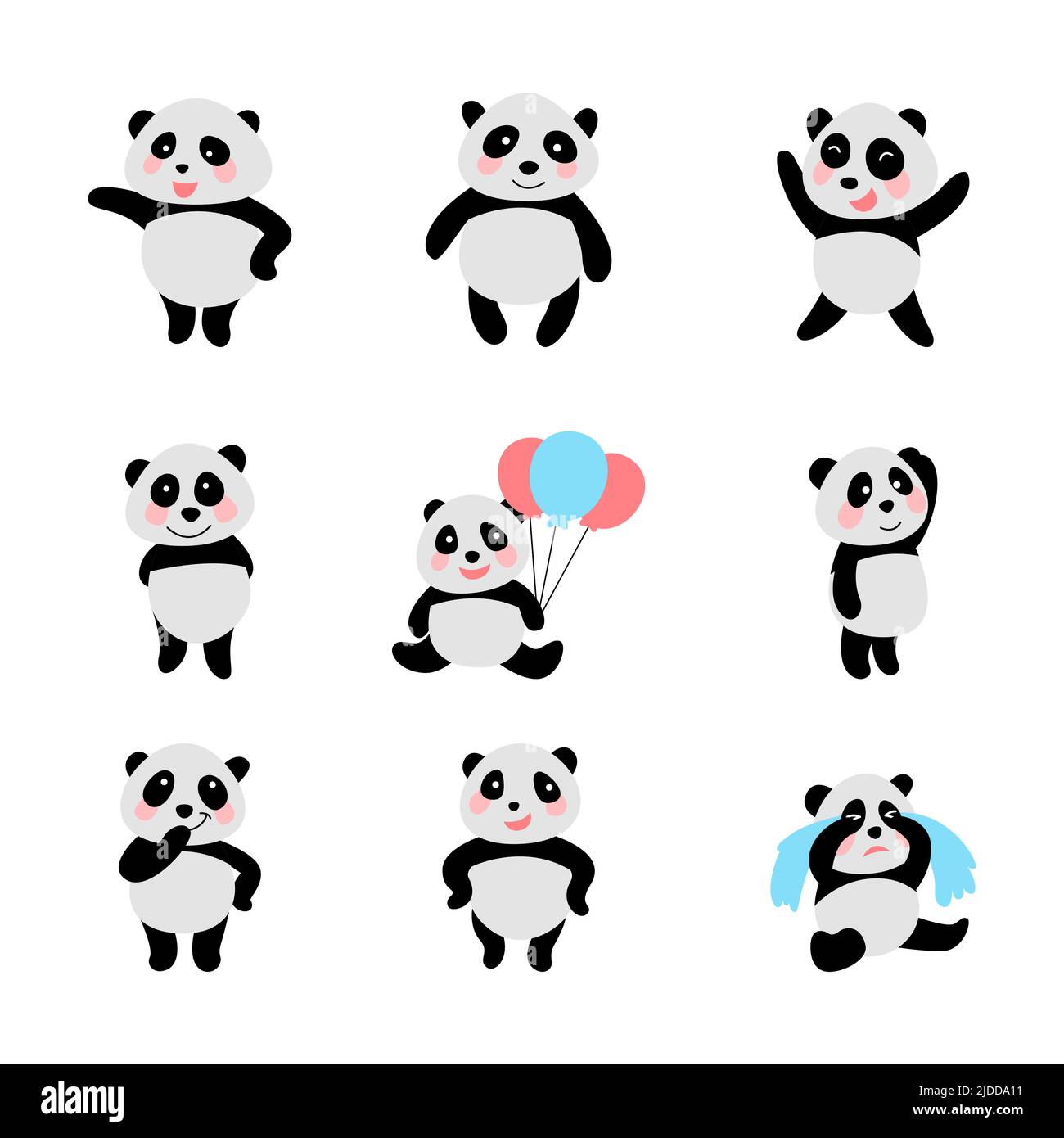 set of cute animal of panda on cartoon version,vector illustration ...