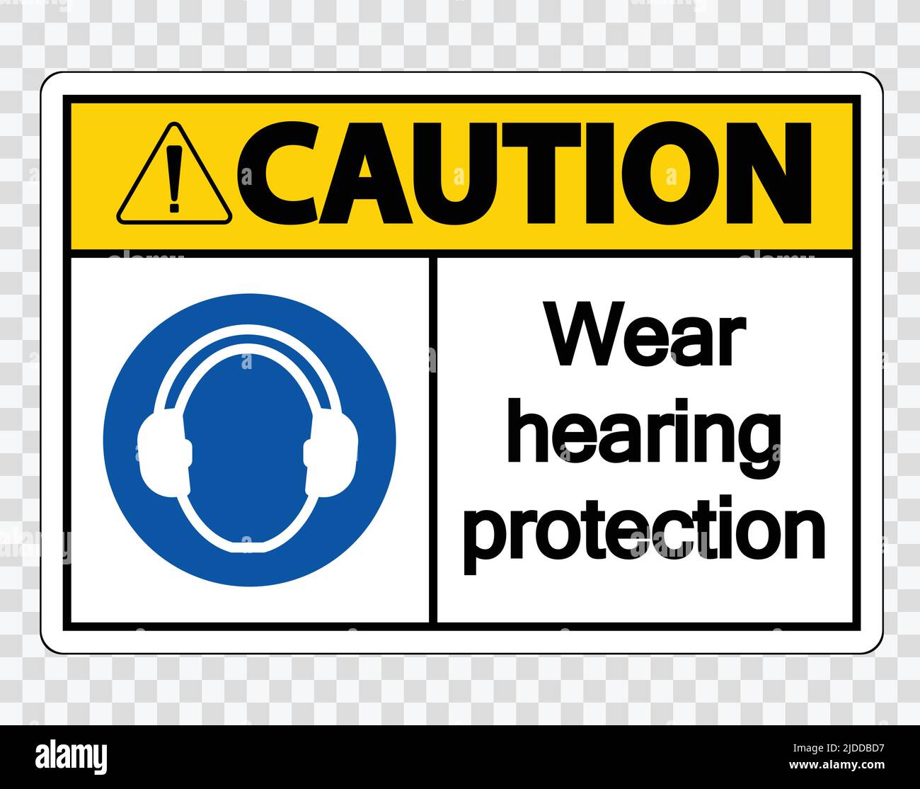 Caution Wear hearing protection on transparent background,vector ...