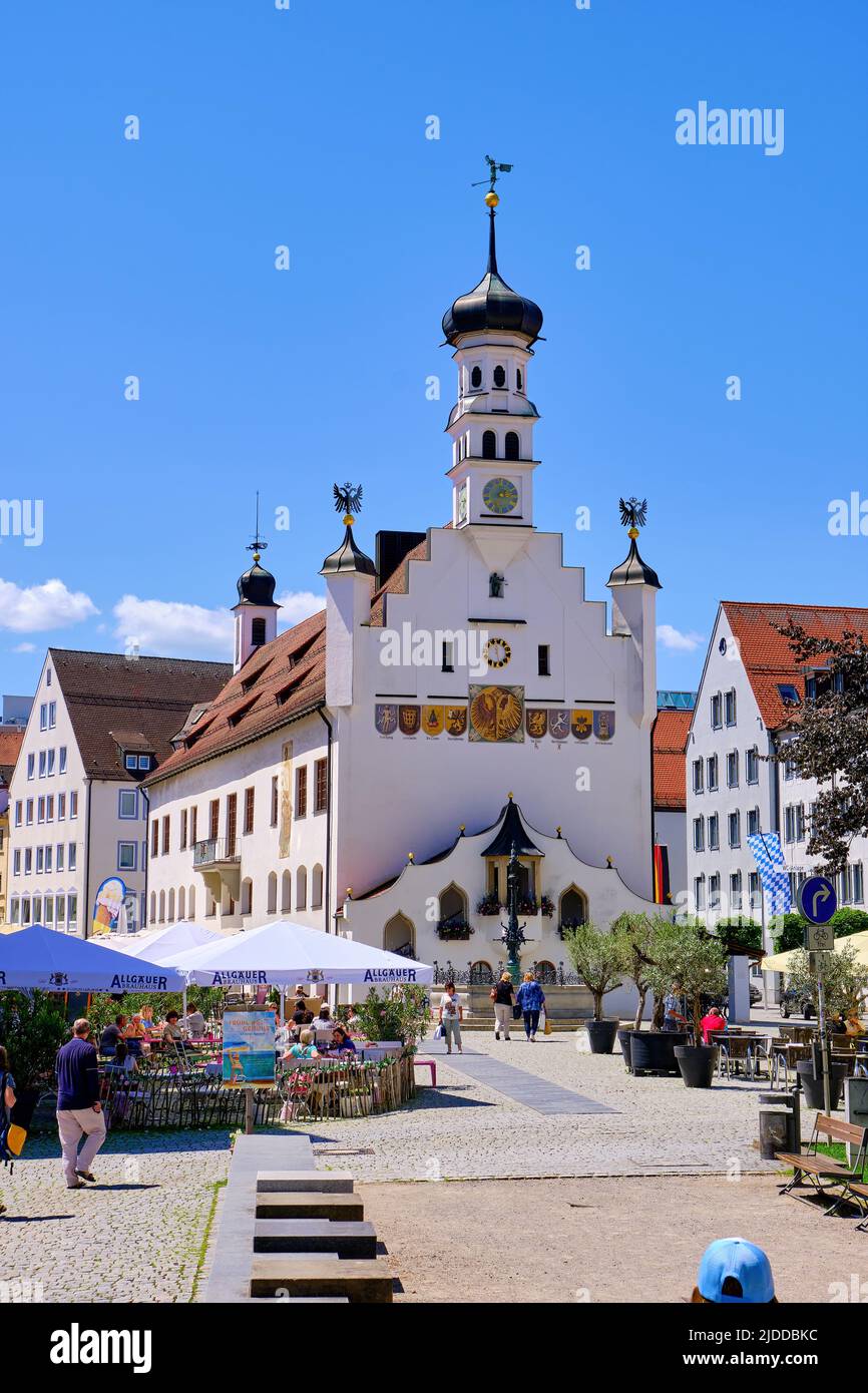 Historic Town Hall and street scene in the Old Town of Kempten in ...