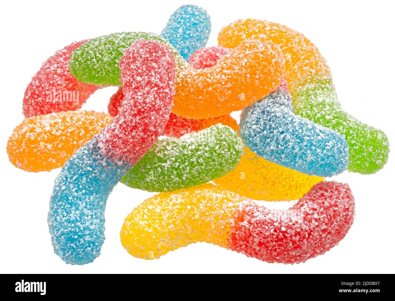Sour gummy worms isolated on white background Stock Photo - Alamy