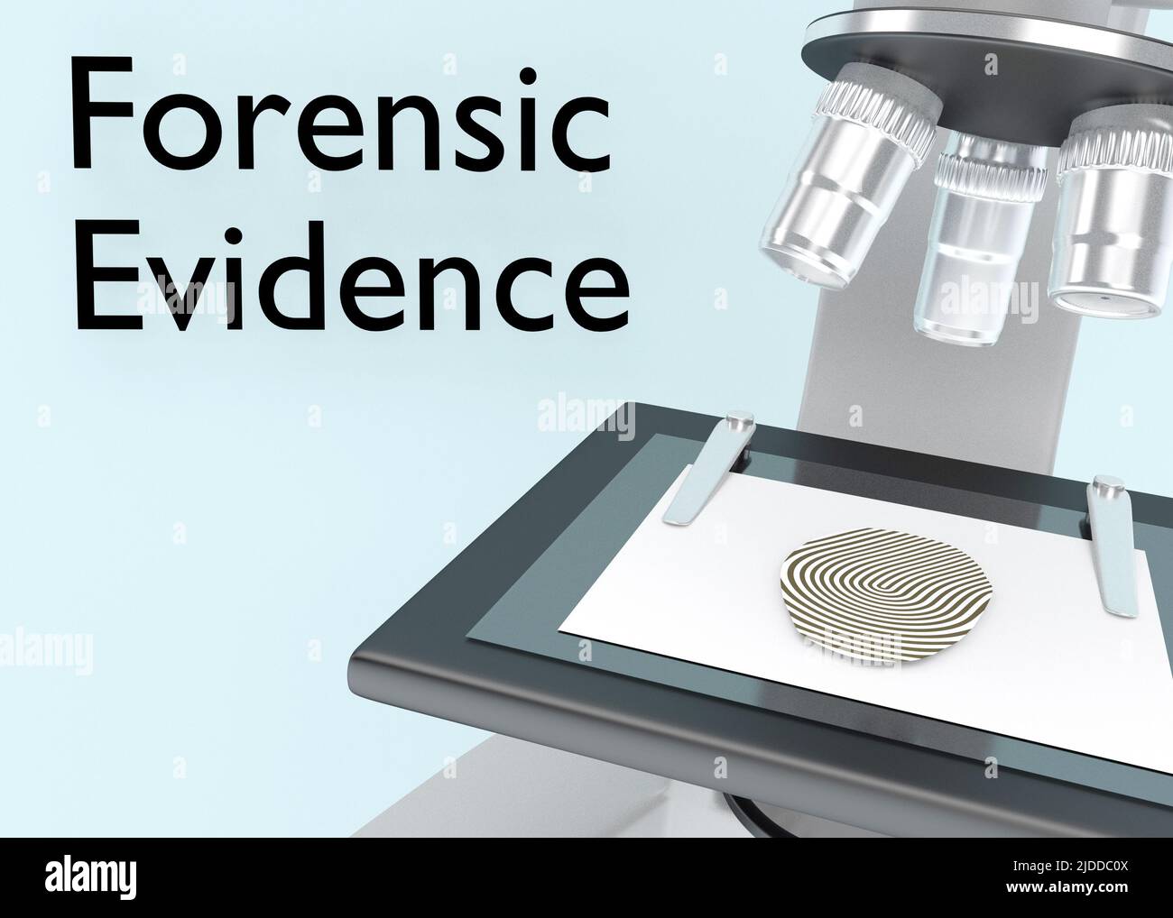 3D illustration of a microscope with fingerprint and Forensic Evidence ...