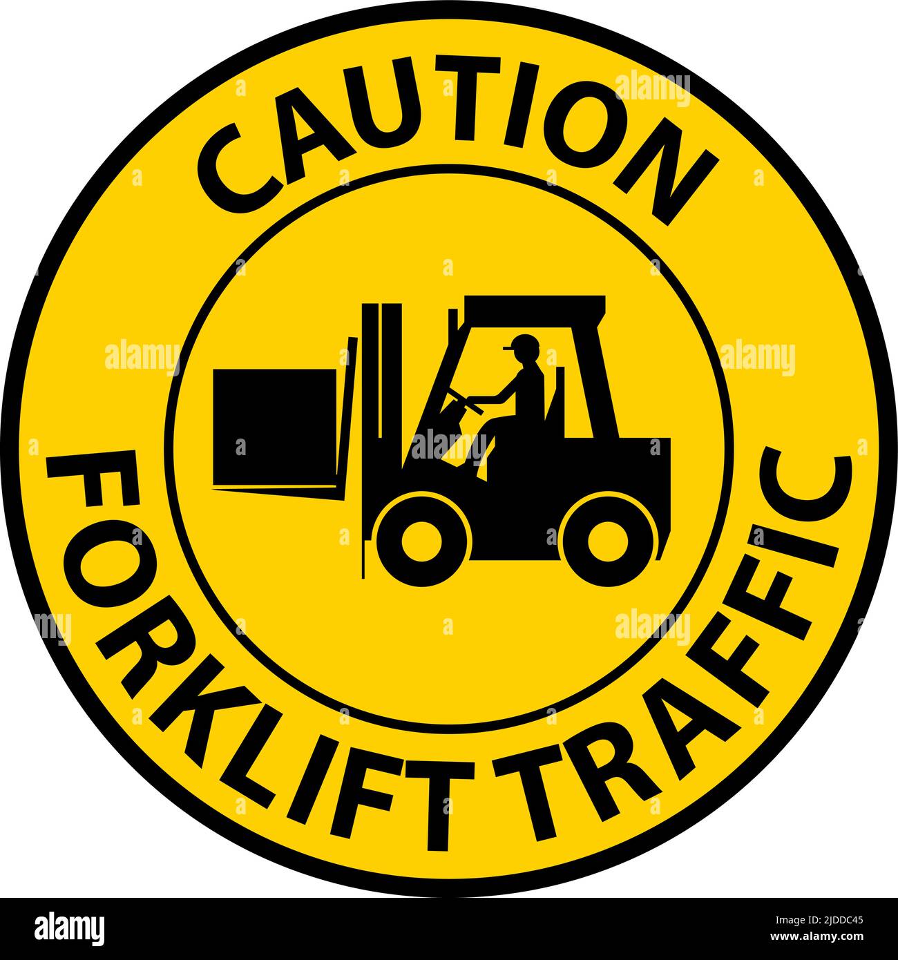 Caution Forklift Traffic Floor Sign On White Background Stock Vector ...