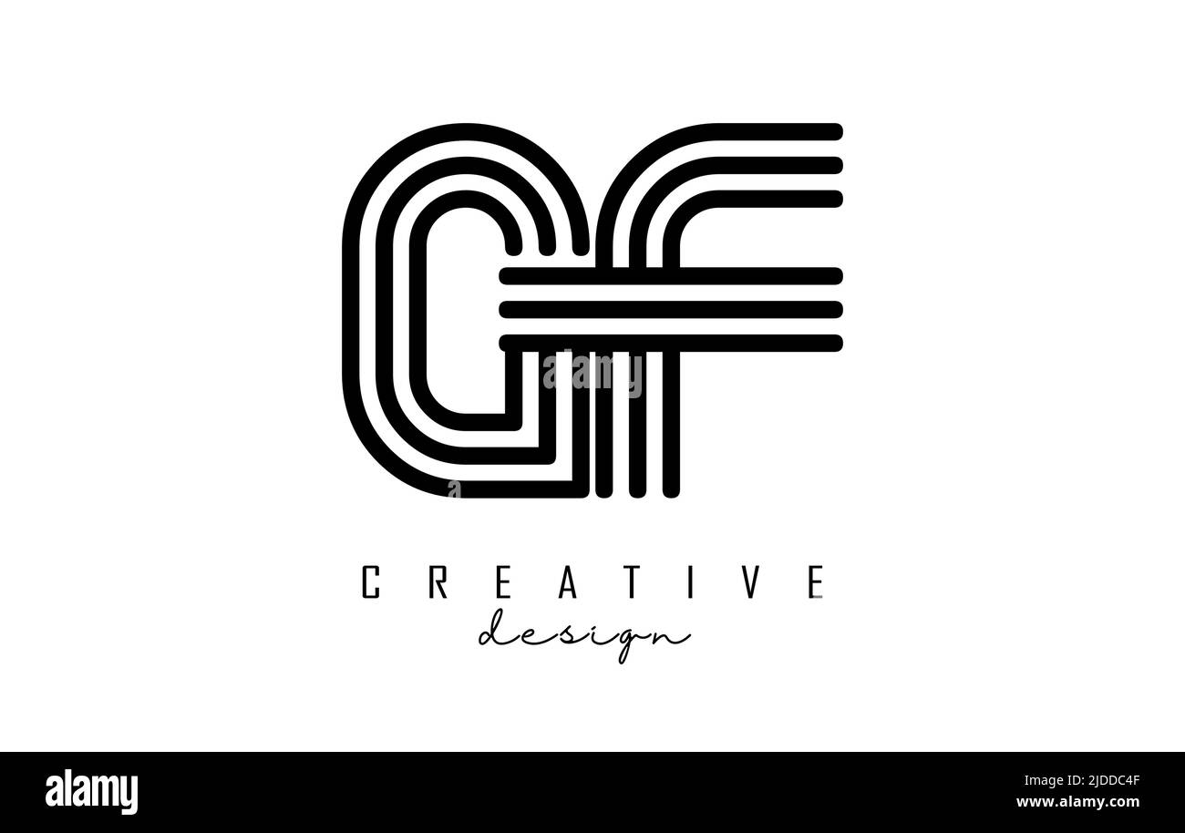 Black lines GF g f letters with monogram Logo Design. Creative vector ...