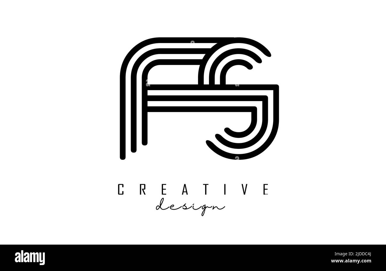 Black lines FS f s letters with monogram Logo Design. Creative vector ...