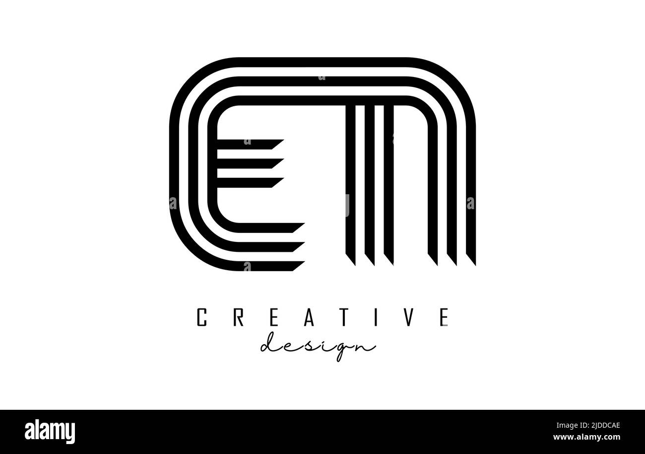 Black lines EM e m letters with monogram Logo Design. Creative vector ...