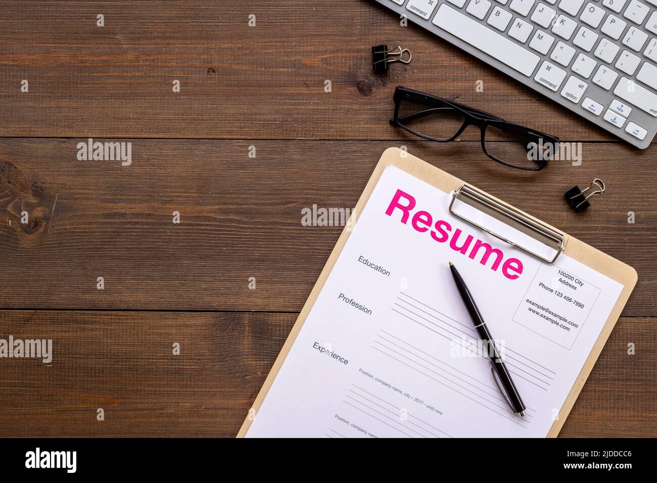 Close up of Resume application form on office table Stock Photo - Alamy