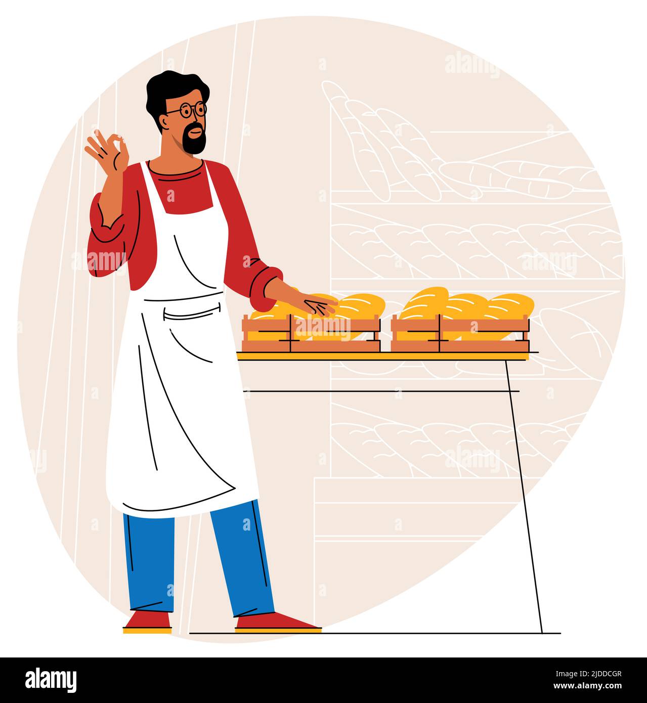 Baker at the bakery - small business illustrations Stock Vector Image ...