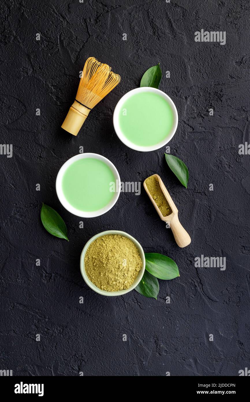 Matcha tea. Tea ceremony with dry powder and hot drink Stock Photo - Alamy