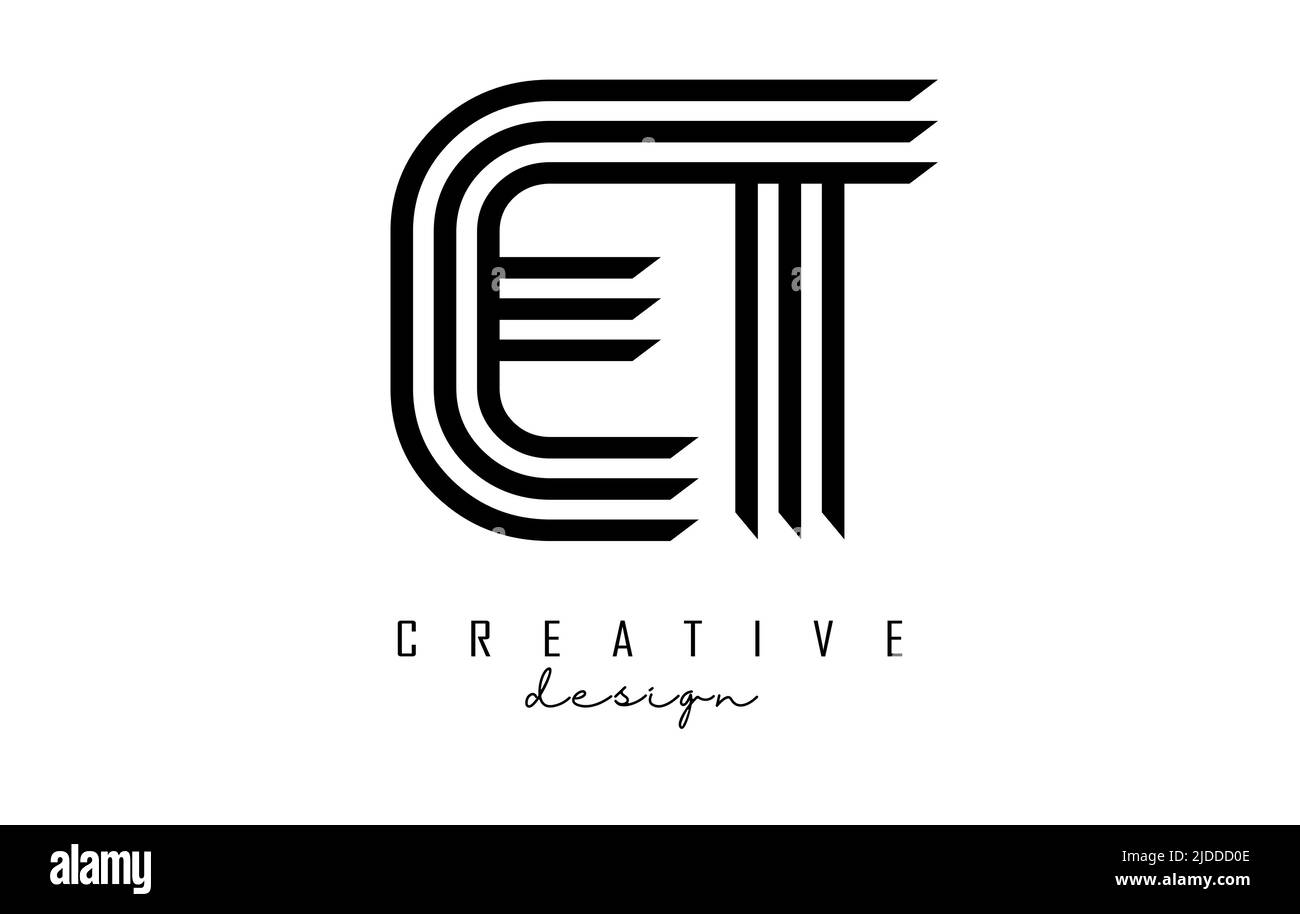 Black lines ET e t letters with monogram Logo Design. Creative vector ...